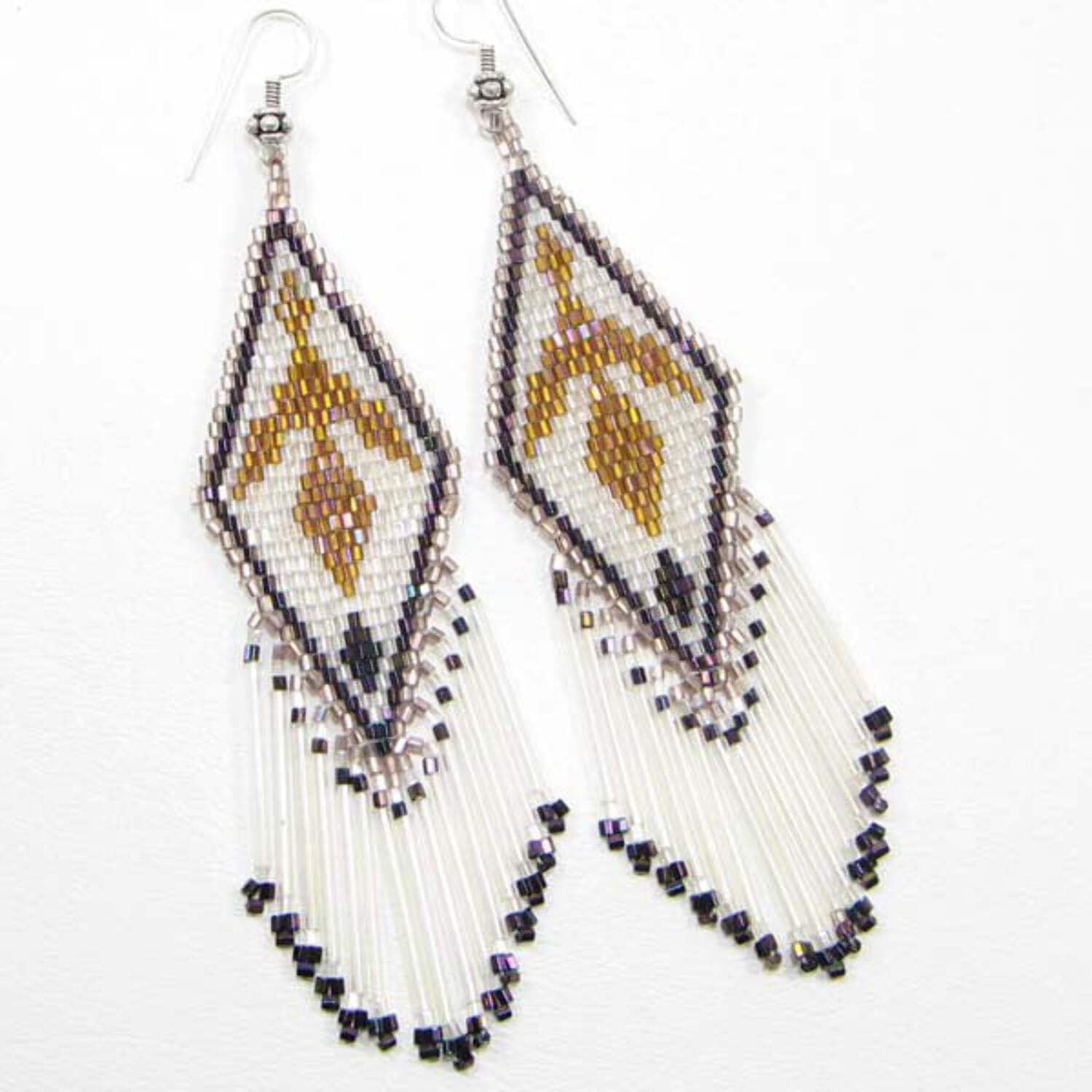 Handmade Beaded Copper White Delica Seed Bead Eagle Earrings - Walmart.com