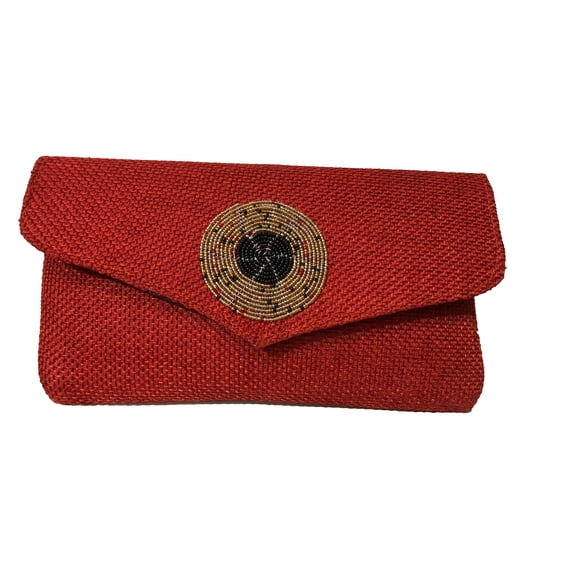 Handmade Beaded Jute Clutch Purse Womens Red - Walmart.com