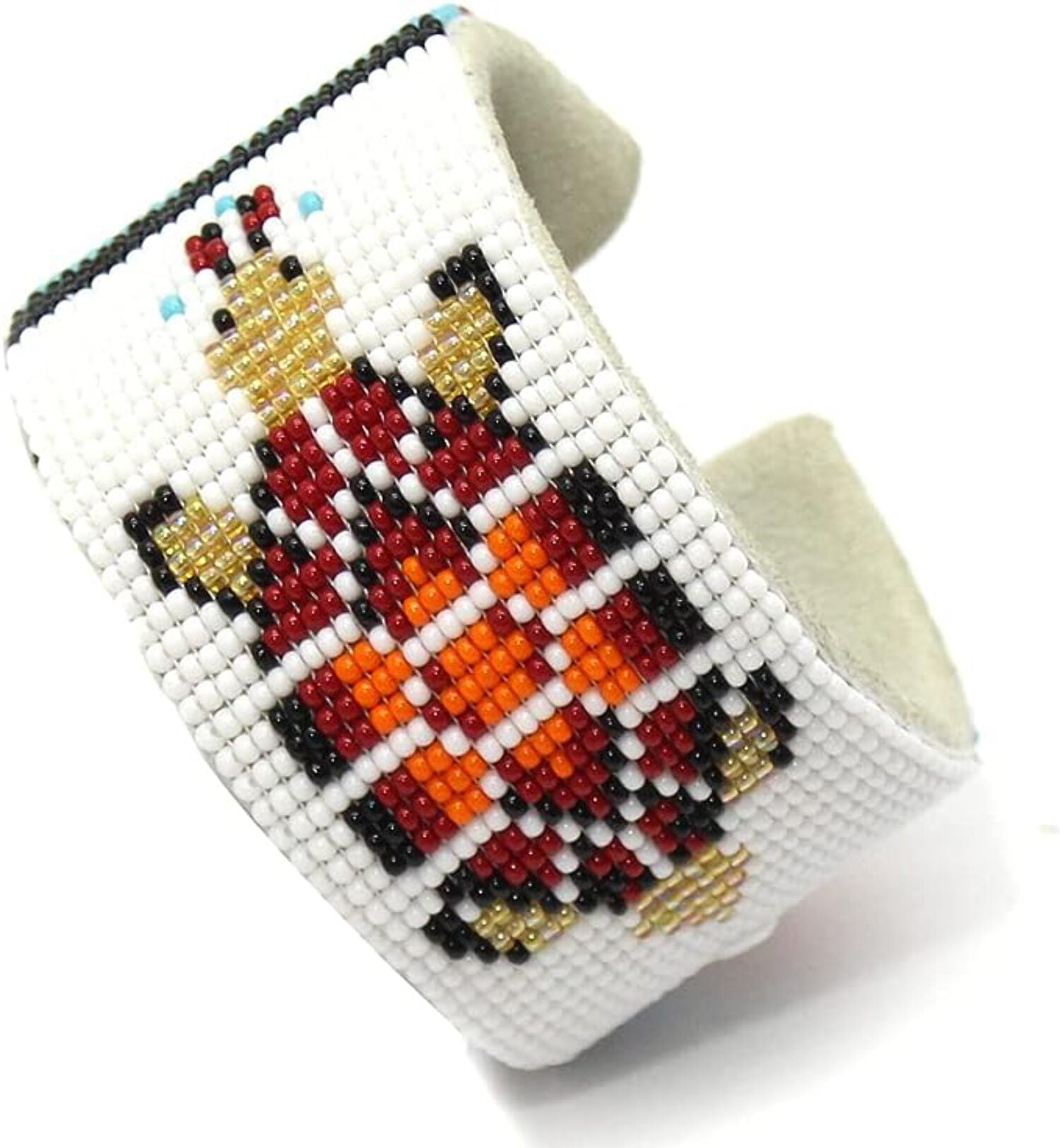 Handmade Beaded White Red Turtle Leather Hard Cuff Bracelet - Walmart.com