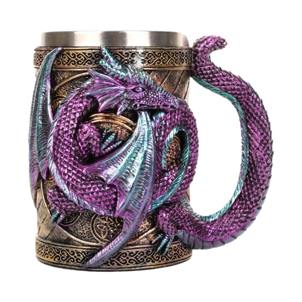 Handmade Beer Mug Stainless Steel Cup | 3D Medieval Dragon Beer Tankard ...