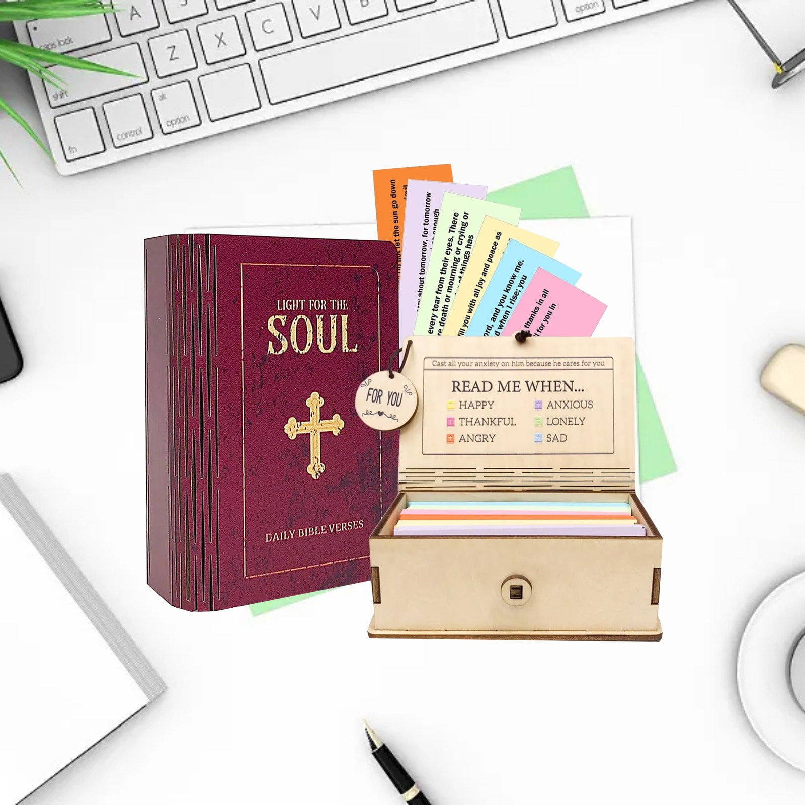 Handmade Bible Verse Cards Box (150 Pcs), Bible Verses With Wooden Box ...