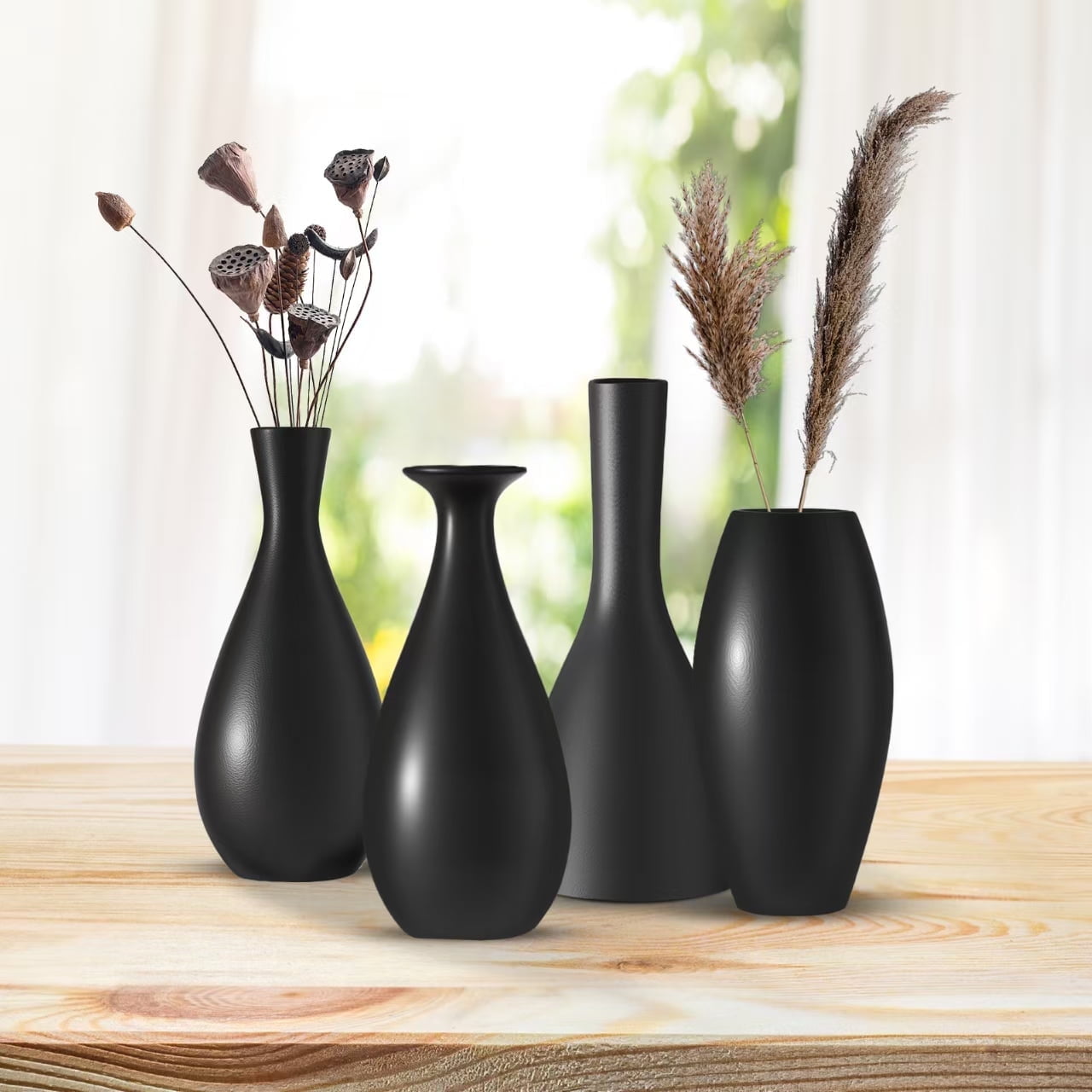 Ceramic Vase Set Of 4 For Home Decor,Farmhouse Bud Vases For Pampas ...