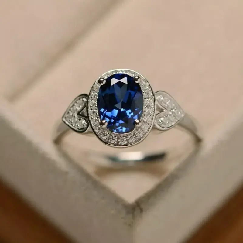Handmade Blue Moissanite Diamond Ring 4 Prong Engagement Ring 1.50 CT ...