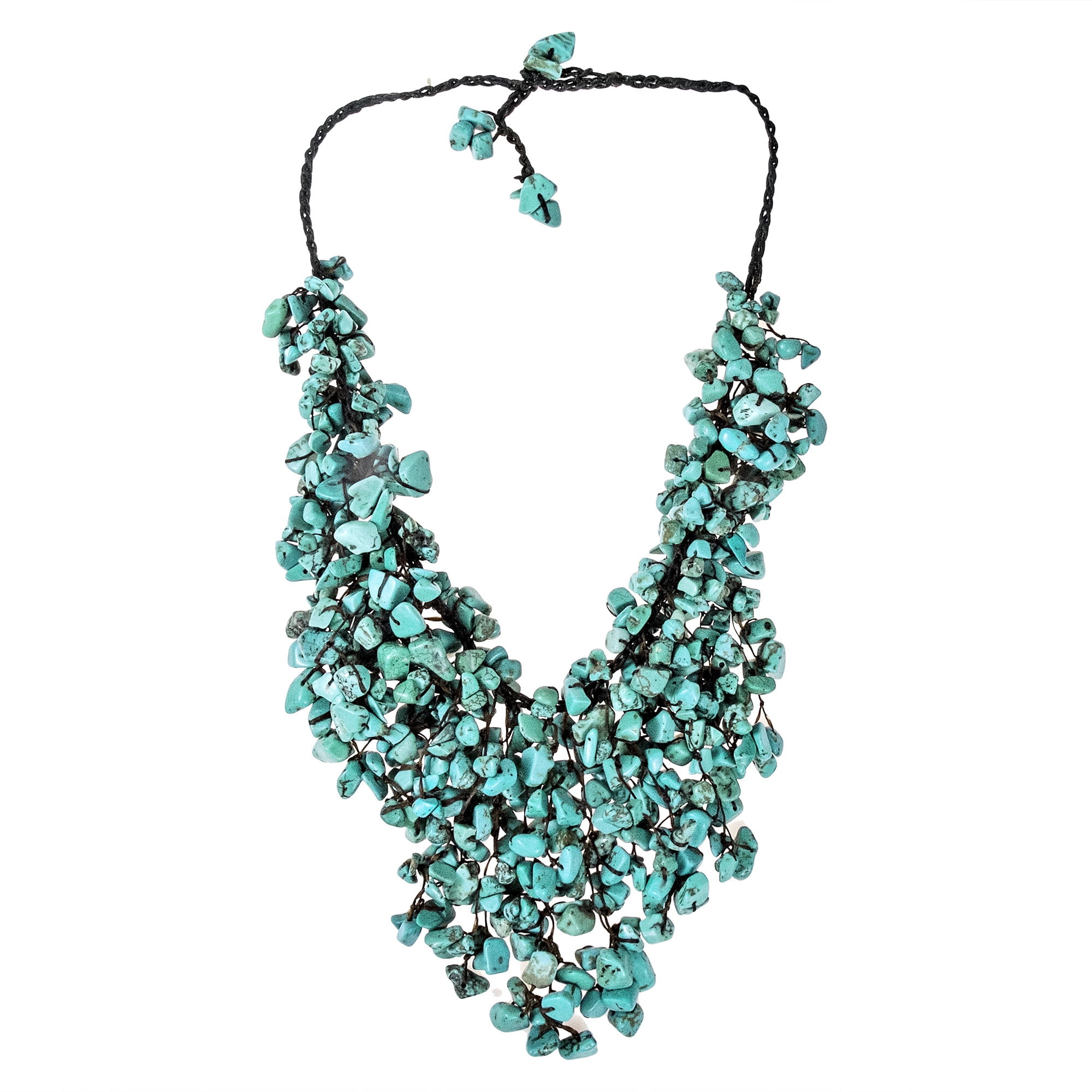 Handmade Blue Turquoise Waterfall Bib Necklace - Walmart.com