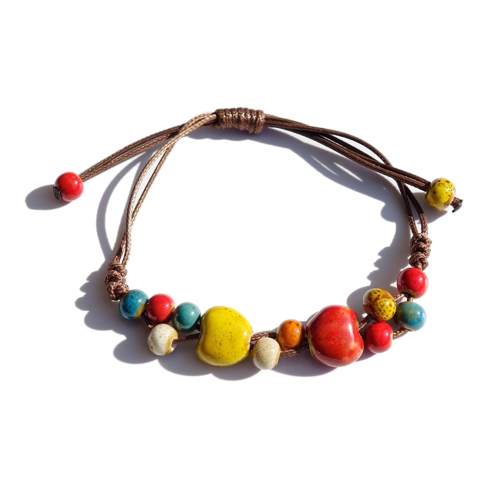 Handmade Boho Bracelet for Women, Adjustable Boho Ceramic Beads ...