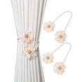 Handmade Boho Flower Curtain Tiebacks, Set of 2 Braided Rope Curtain ...