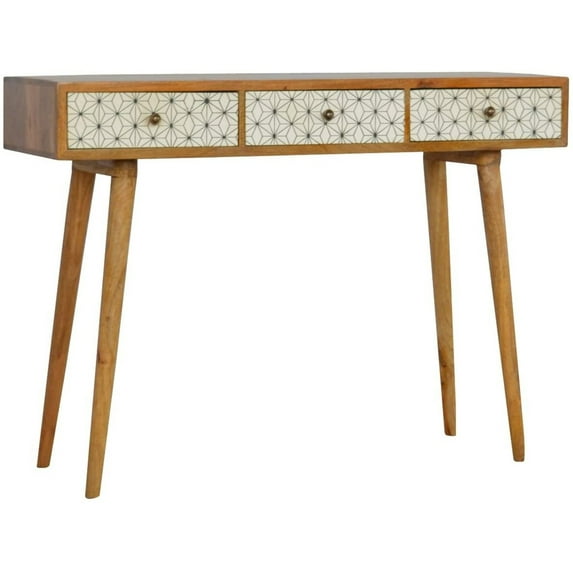 Handmade Bone Inlay Console Table – Vibrant Multicolor Stripes & Brass ...