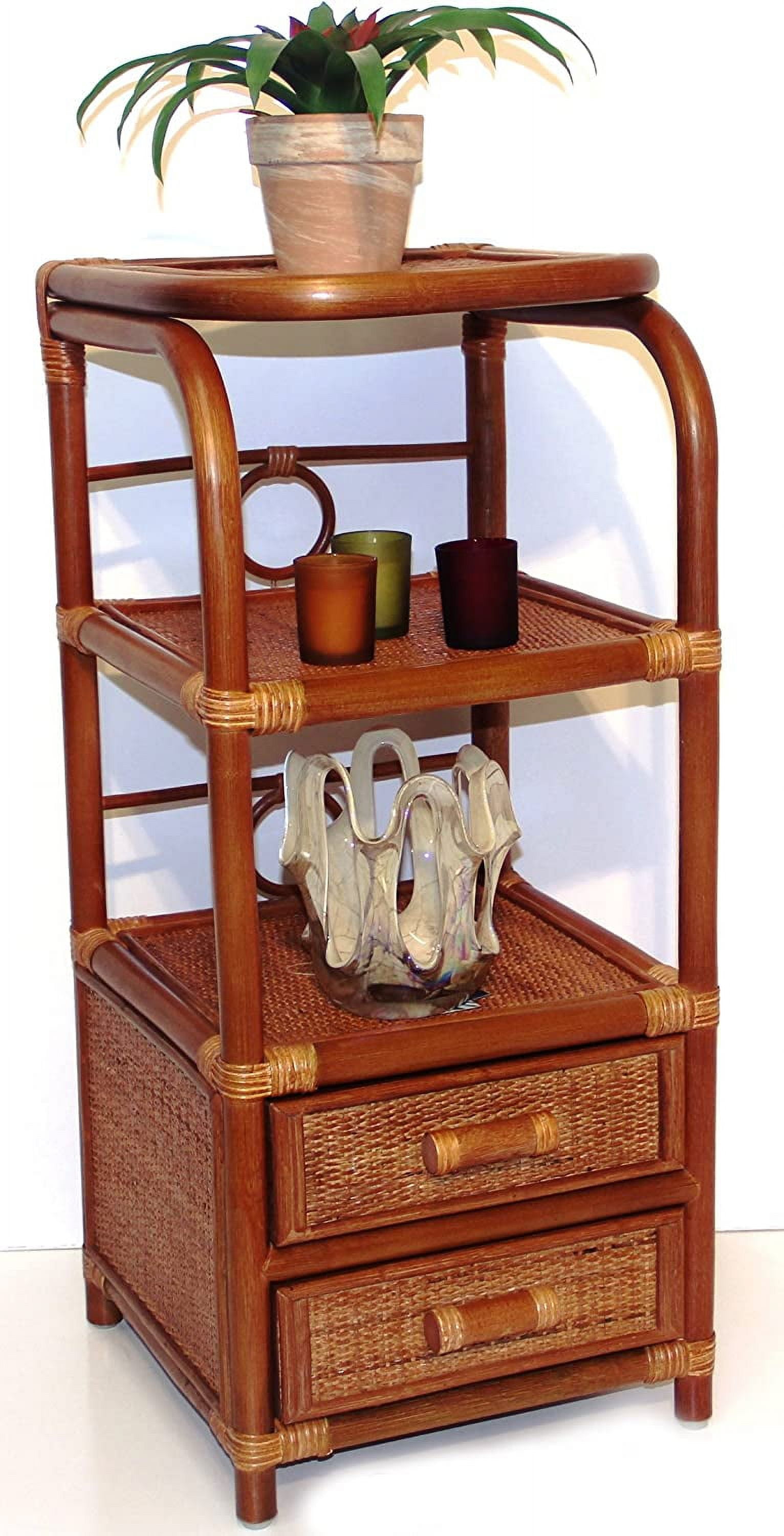 Handmade Bookcase Designer ECO Rattan Wicker with 2 Drawers, Cognac ...