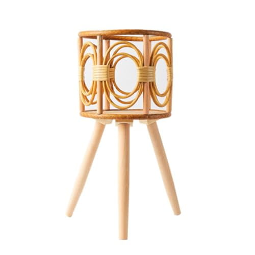 Handmade Braid Artificial Rattan Plastic Flower Pot With Stand Plant ...