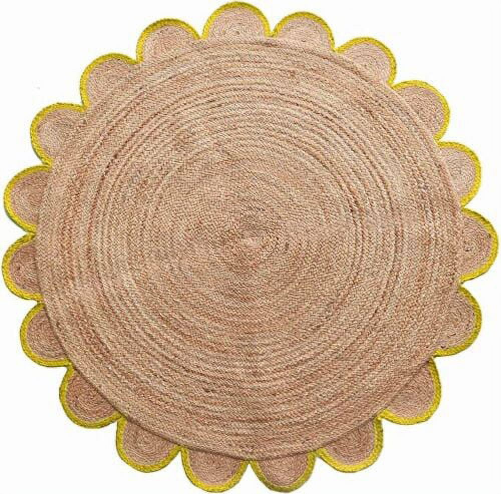 Handmade Braide Natural Pure Jute Round Rug , Scalloped Rug, Home Décor ...