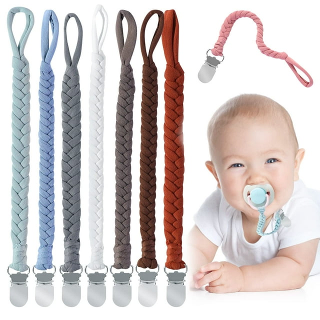 Viaky 8-Pack Newborn Pacifier Holders, Handmade Braided Cotton, Unisex ...