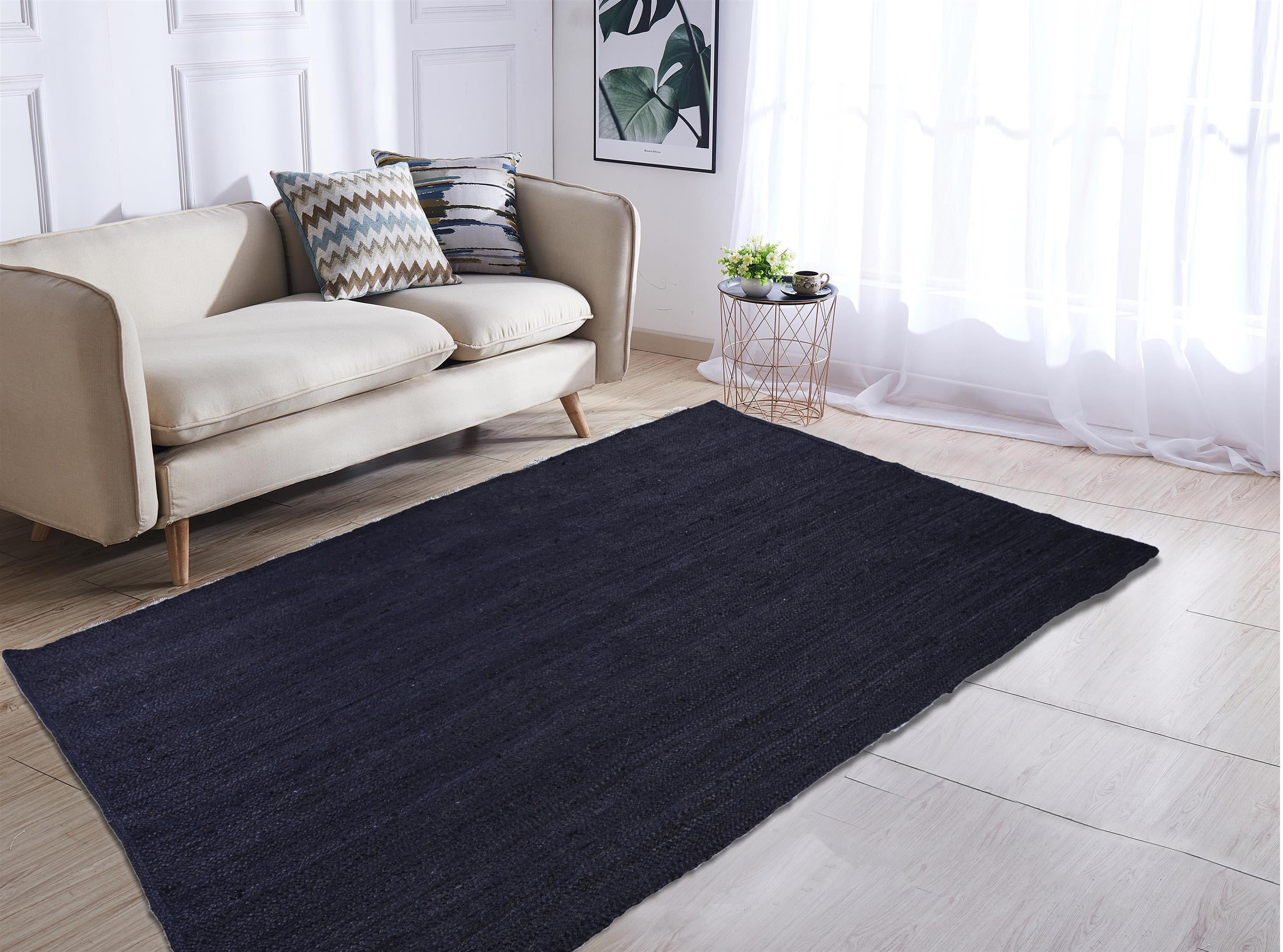 Handmade Braided Natural Pure Black Jute Area Rugs ,Home Décor Rugs ...