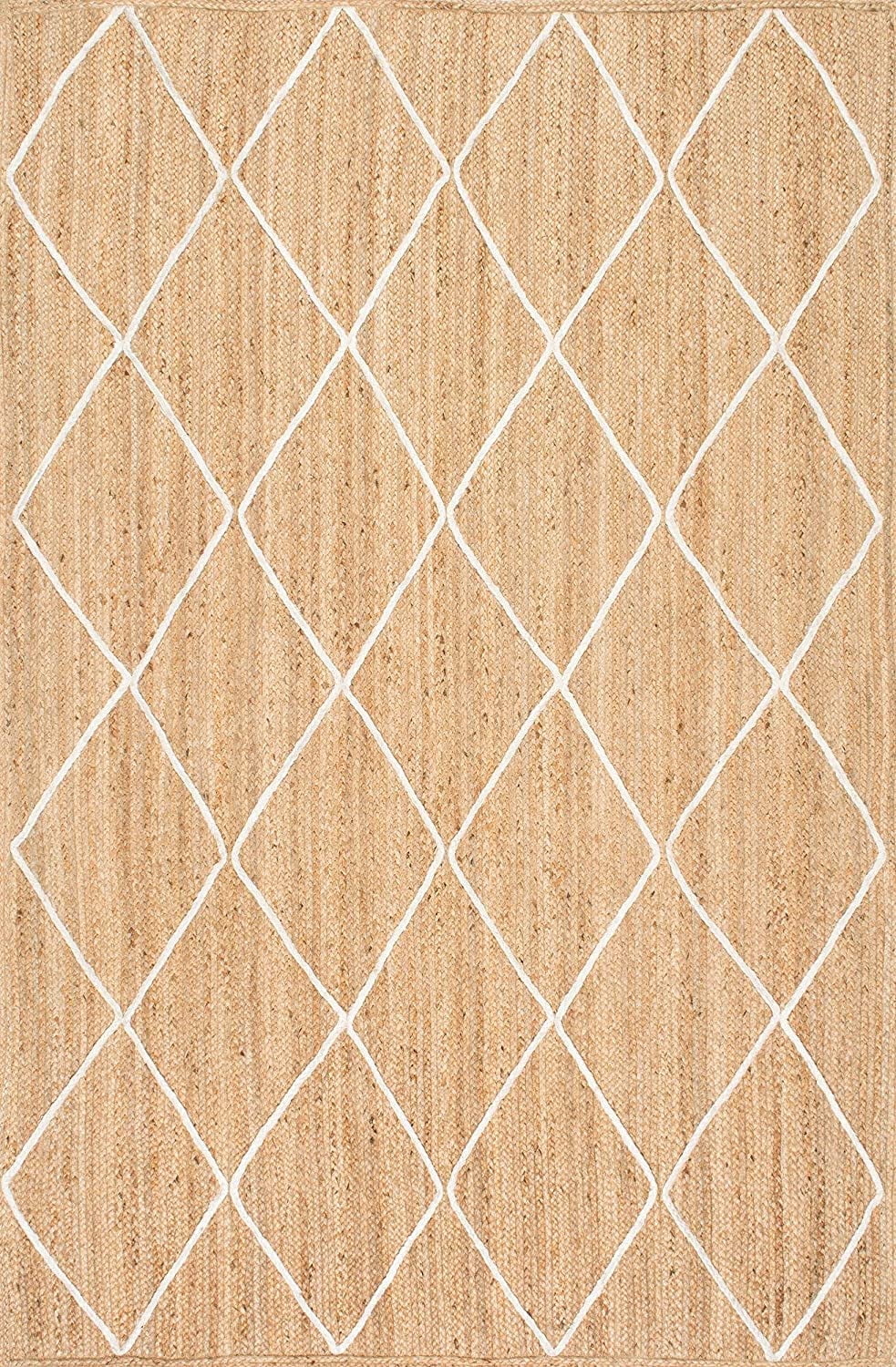 Handmade Braided Natural Pure Jute with Diomond Design Area Rugs ,Home ...
