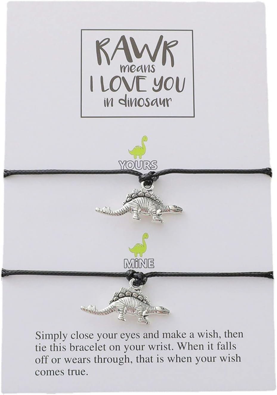 Handmade Braided Rope Tyrannosaurus Dinosaur Bracelet Adjustable Wax ...