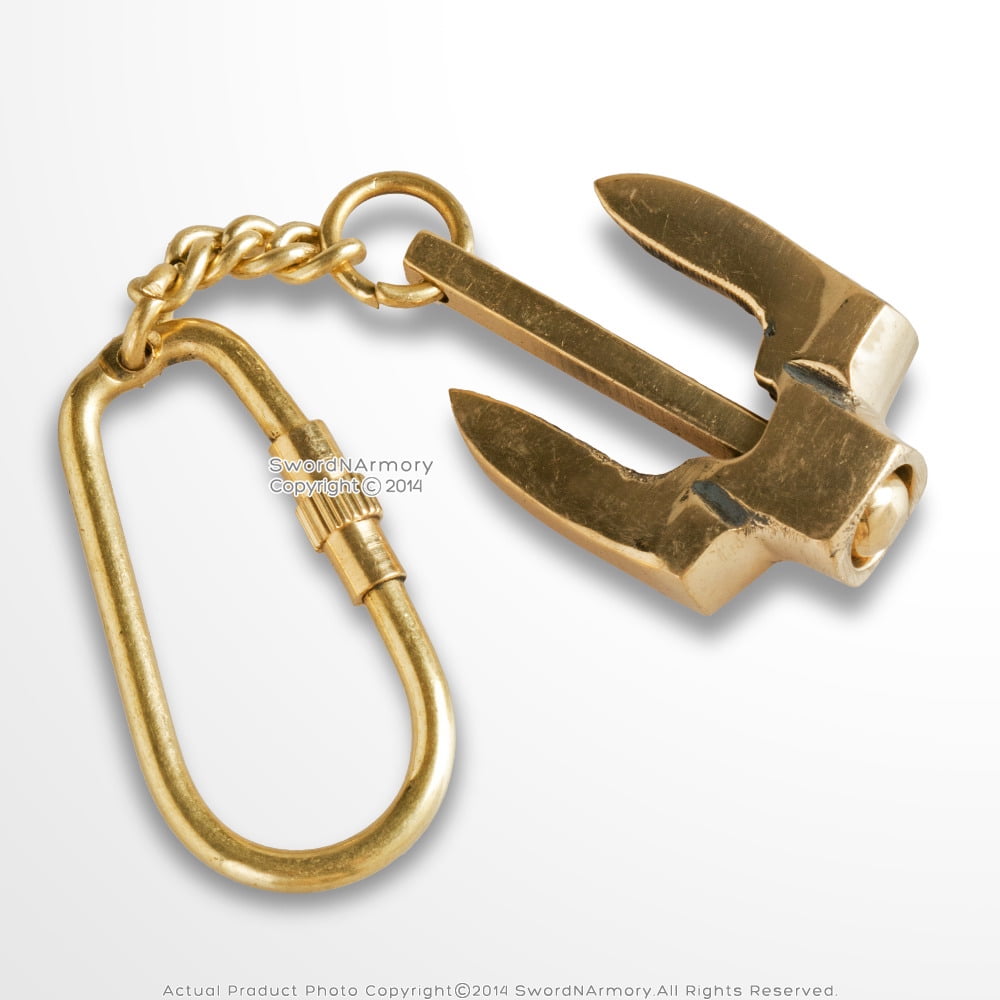 Handmade Brass Miniature Navy Stockless Anchor Keychain Keyring ...