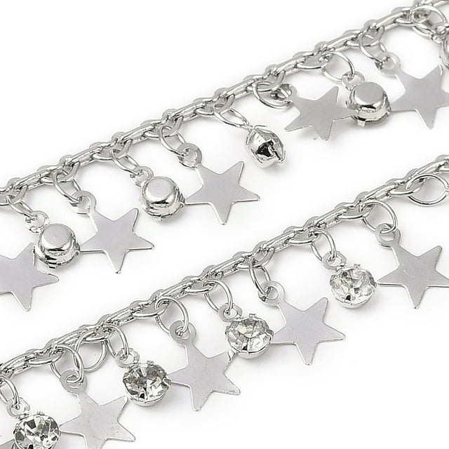 Handmade Brass & Rhinestone Chains for Necklaces Bracelets Making Long ...