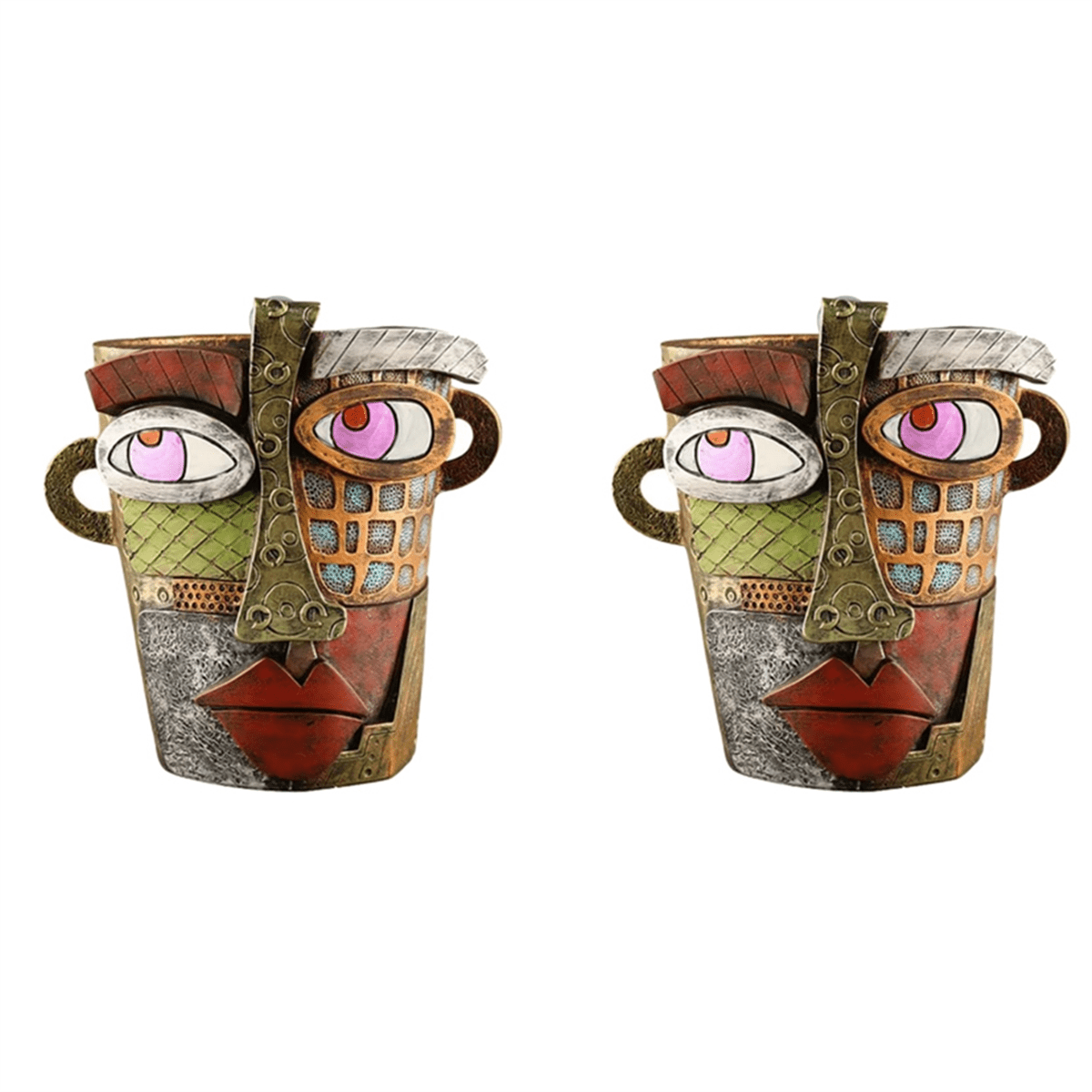 Handmade Brutalist Abstract Beauty Face Flower Pot Large Indoor Green ...