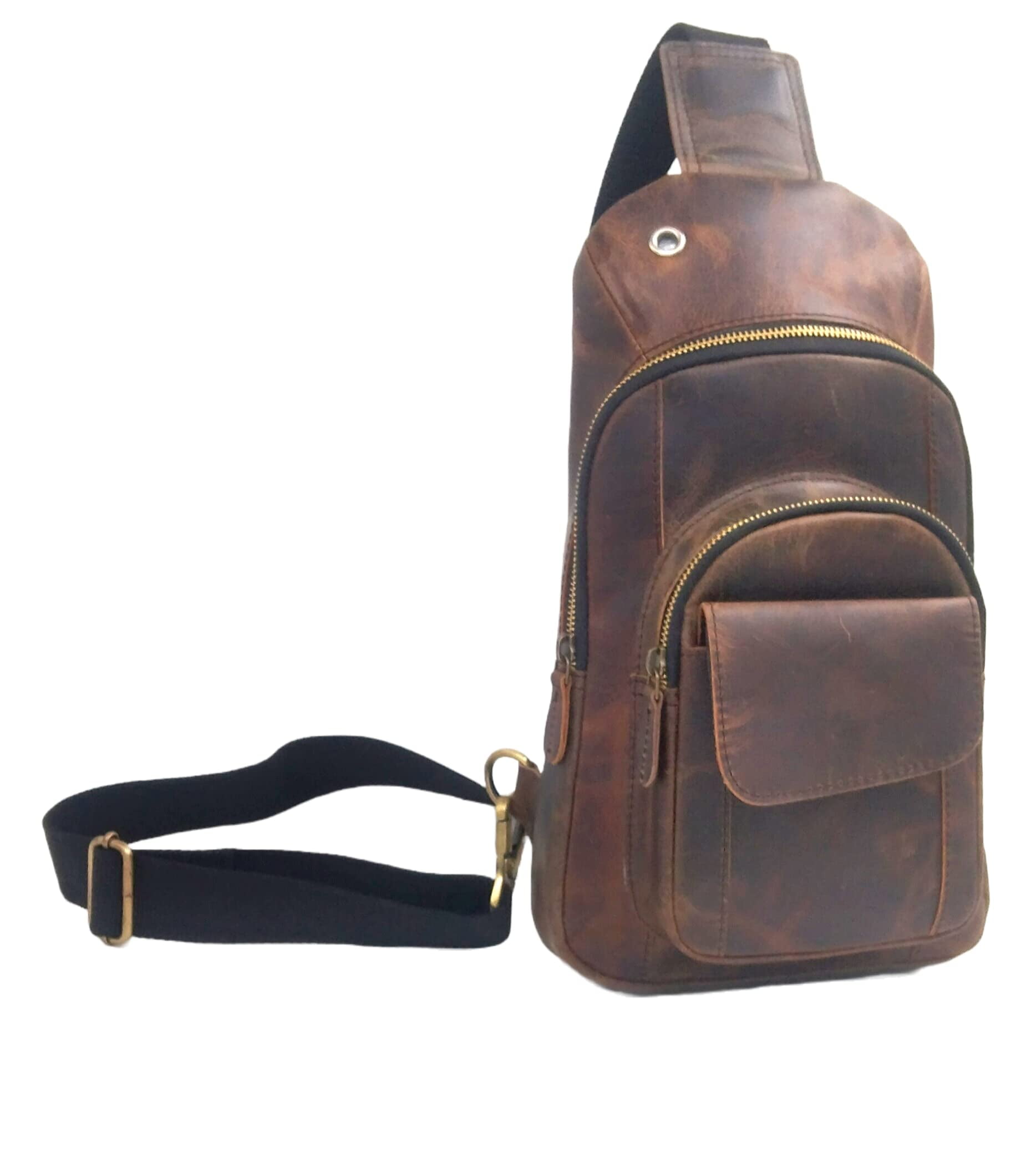 Handmade Buffalo Leather Travel Hiking Crossbody Chest Sling ...