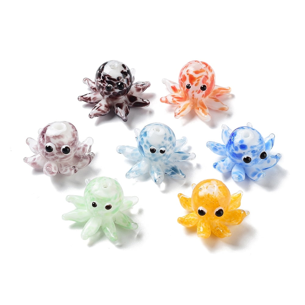 Handmade Bumpy Lampwork Beads Strands Octopus Mixed Color 15x25x13~14mm ...