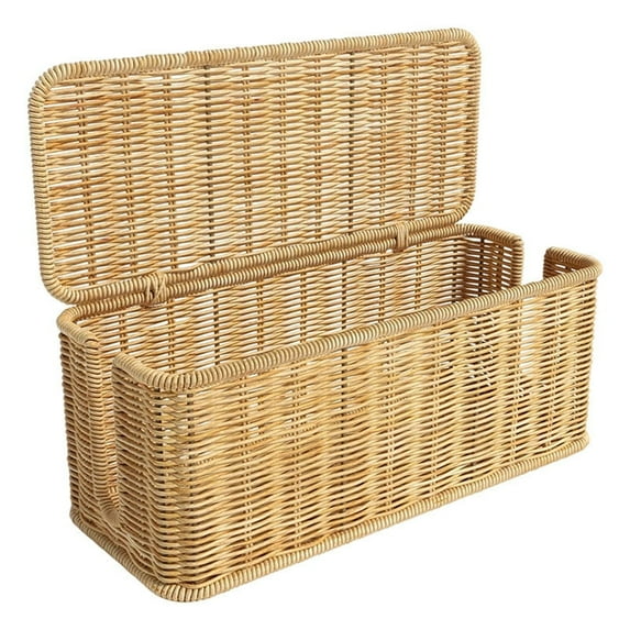 LISHIM Handmade Cable Management Box, Rattan Cord Hider with Lid, 2 ...