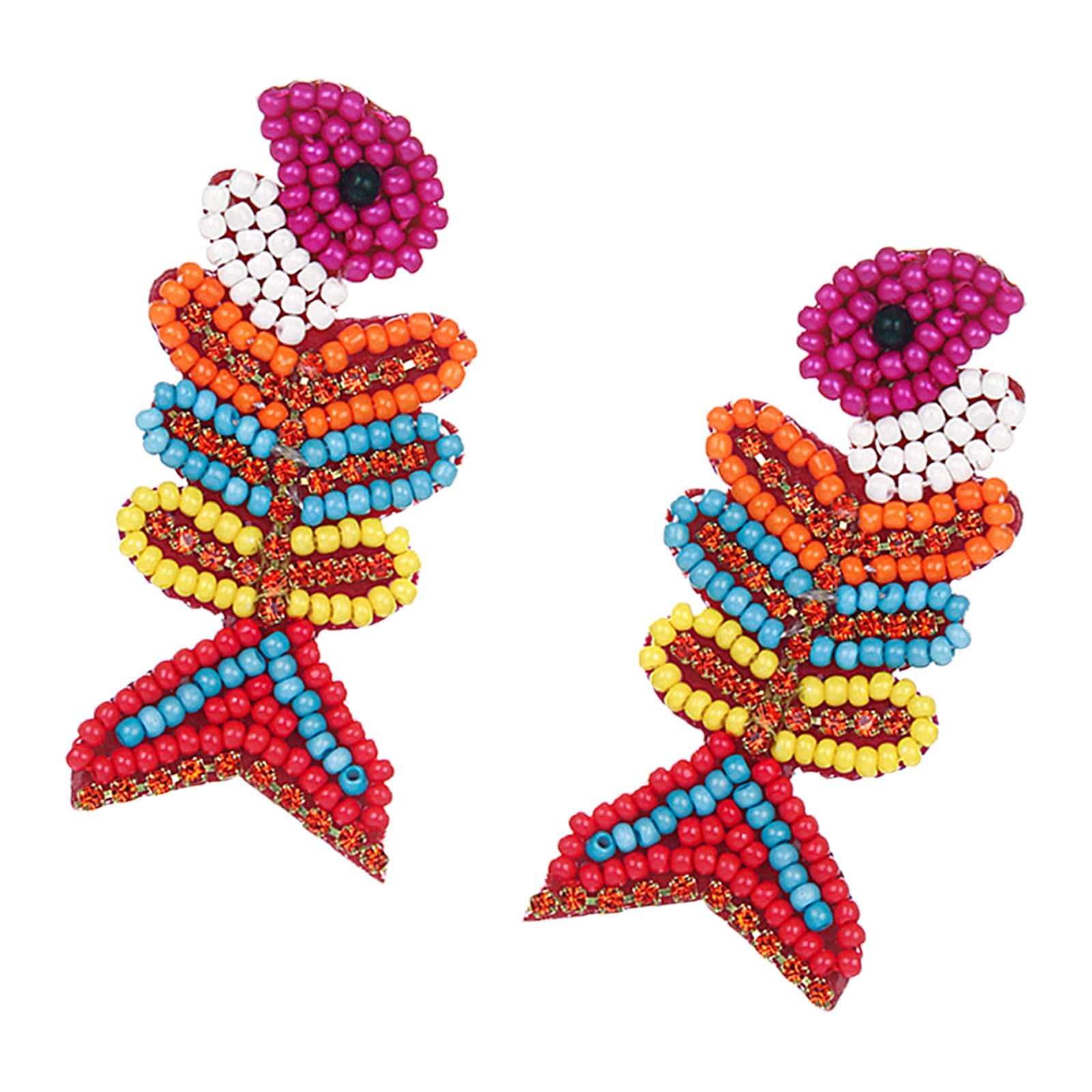 Handmade Carp Fishbone with Colorful Beads Beaded Gold Fish Ear Rings ...