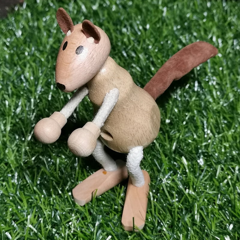 Handmade Carving Lamb Dolls Educational Horse Deer Miniature Solid Wood ...