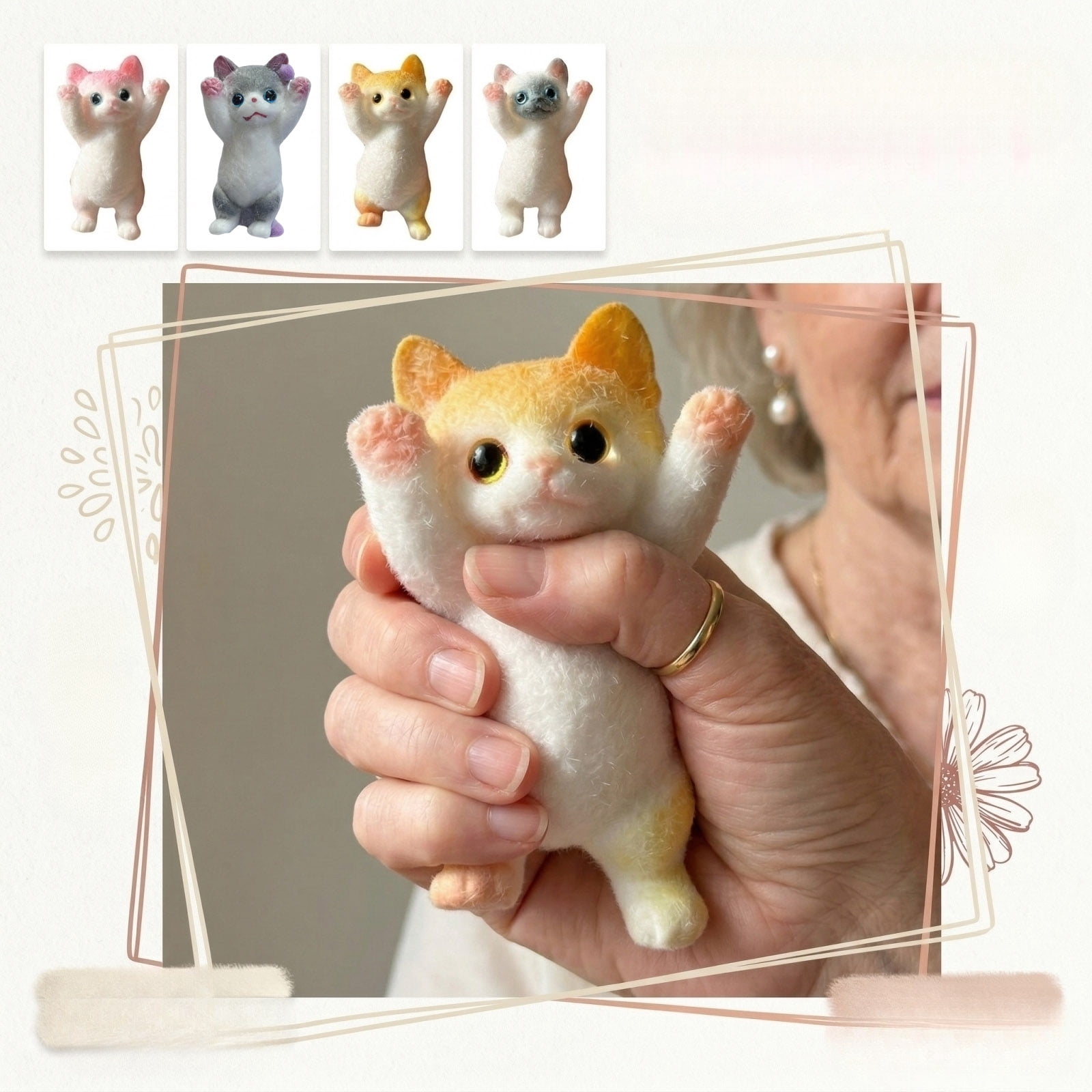 Handmade Cat Figurine Novelty Desktop Toy Soft Comfortable Kitten Shape ...