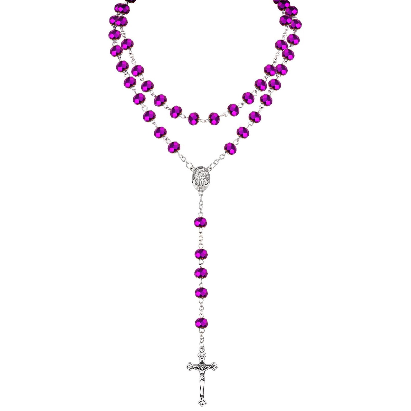 Handmade Catholic Rosary Necklace, Plated Crystal Beads Religious ...