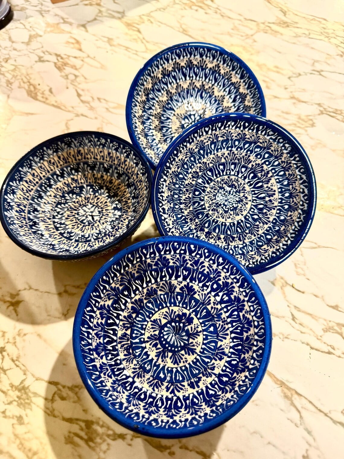 Handmade Ceramic Bowl – Elegant Hand-Painted Floral Design, Blue ...