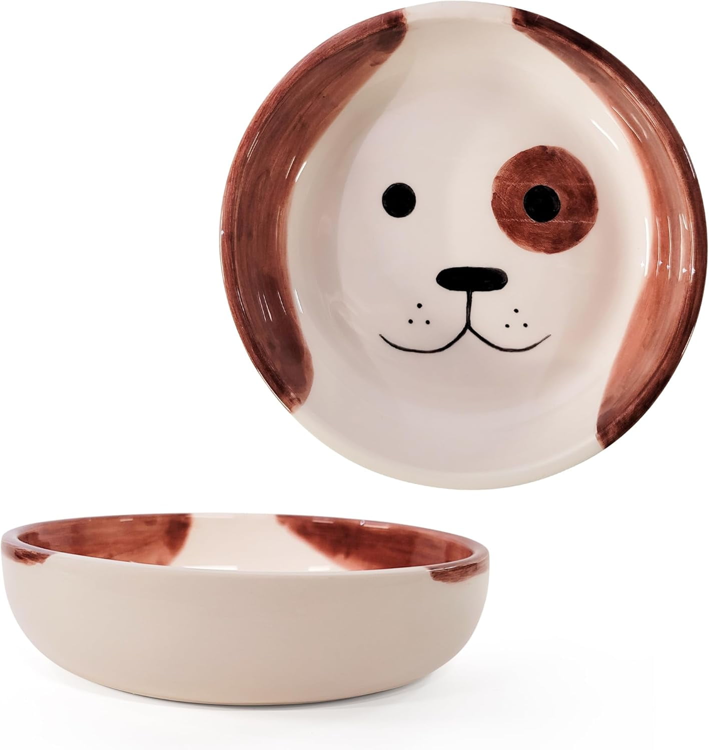 Handmade Ceramic Dog Bowl, Dog Face Design, Lead-Free, Non-Skid Bottom ...