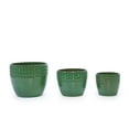 Handmade Ceramic Planter Set of 3, 15/12/9 Inch Diameter, Green Diamond ...