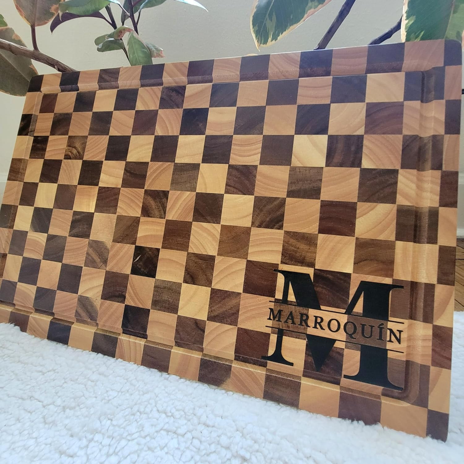 Handmade Checker Pattern End Grain Butcher Block, Kitchen Cutting Board ...