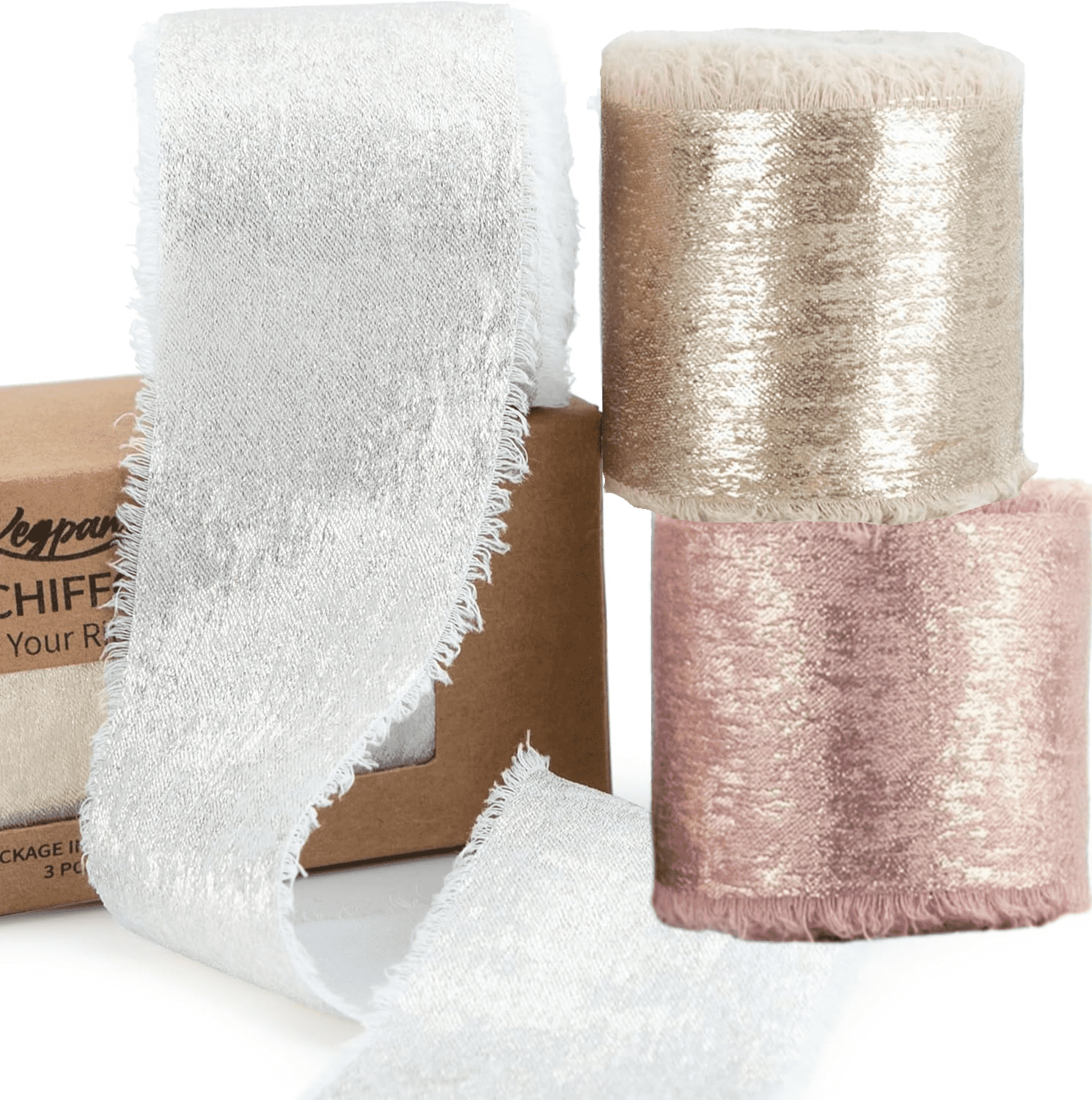 Handmade Chiffon Silk Ribbon Fringe Cream 1.5" x 21 Yd Frayed Edges ...