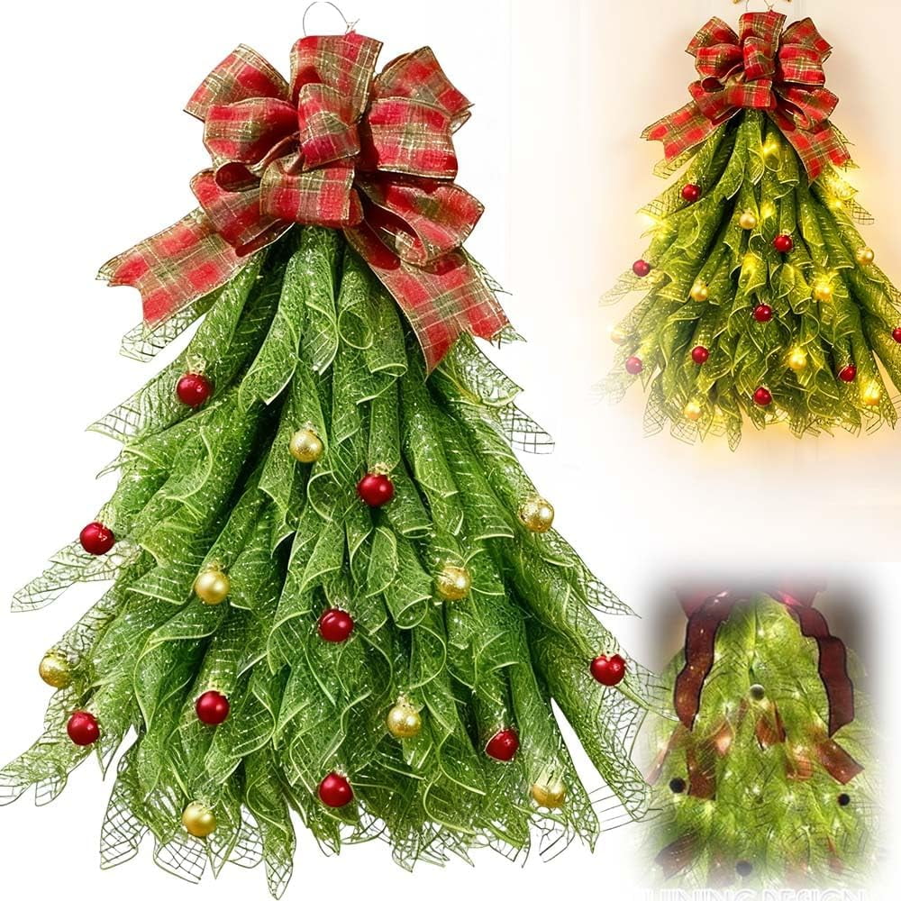 Handmade Christmas Tree Wreath, Christmas Tree Wreath Triangle Trees ...