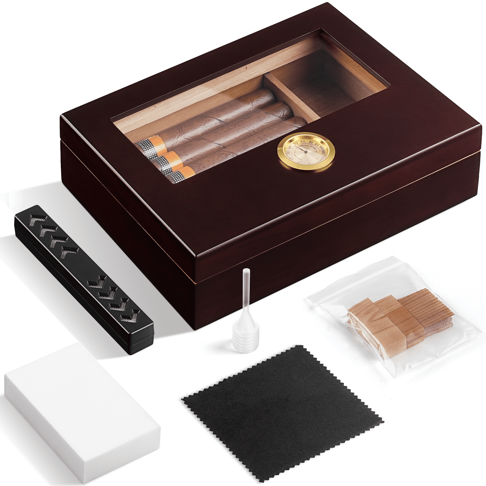 1 Pc Wood Handmade Cigar Humidor Box, Cigar Humidor with Humidifier and ...