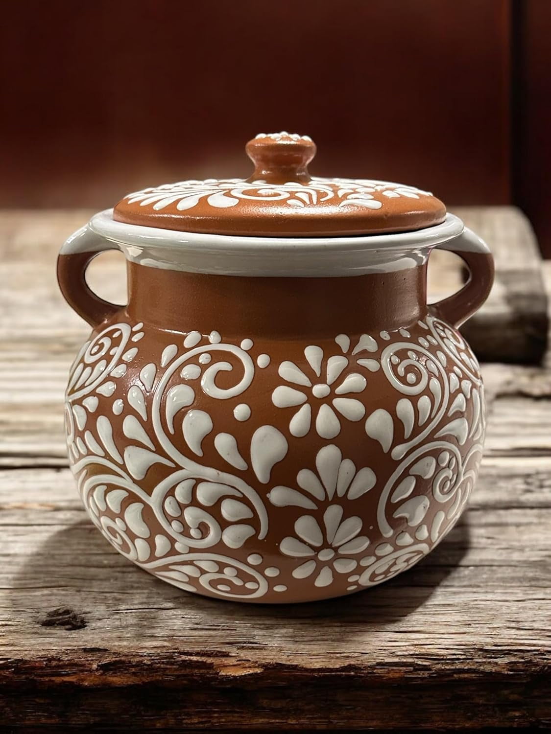 Handmade Clay Bean Pot – 9x9 Inch Mexican Barro Stew Pot, Talavera ...