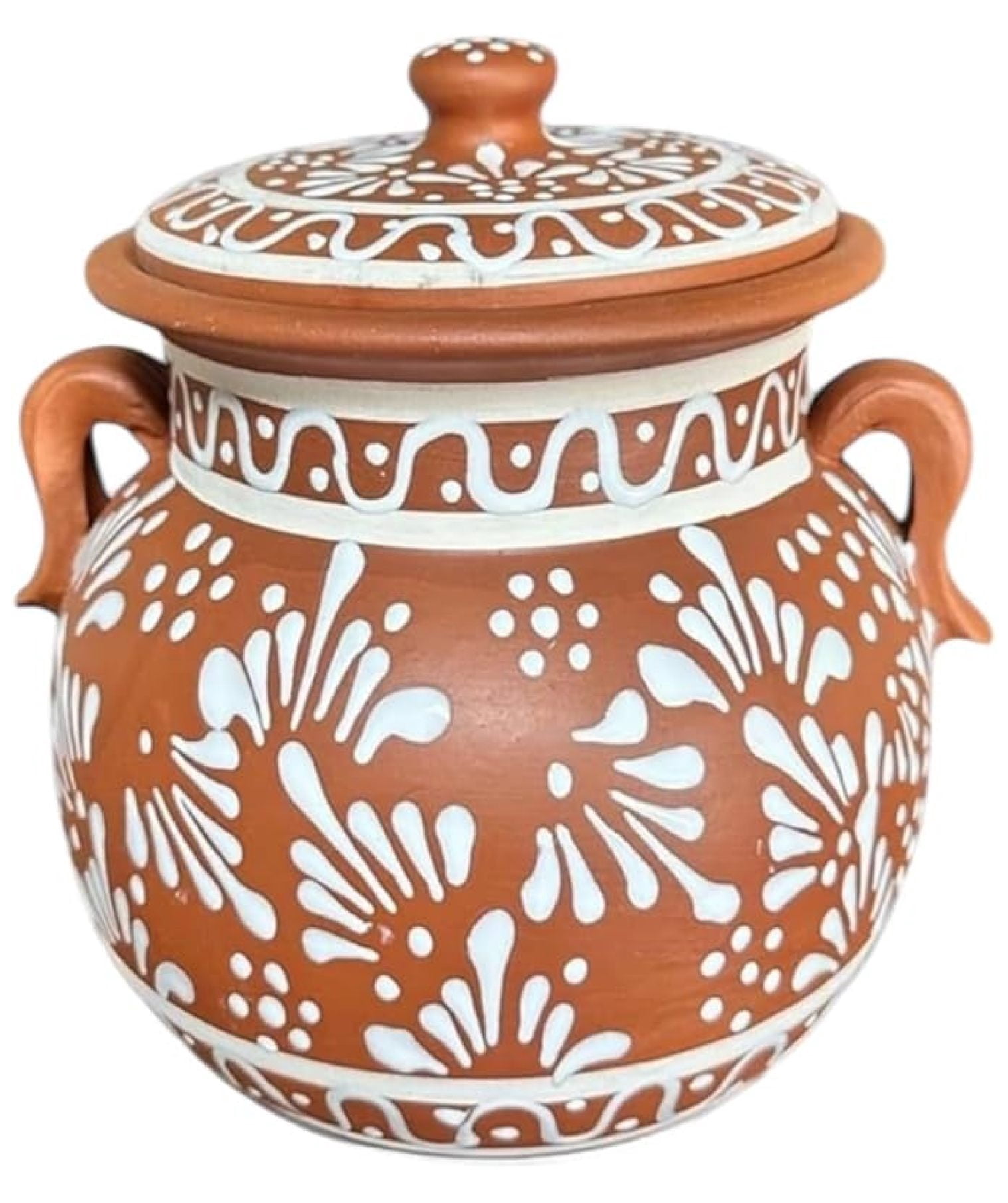 Handmade Clay Bean Pot – 9x9 Inch Mexican Barro Stew Pot, Talavera ...