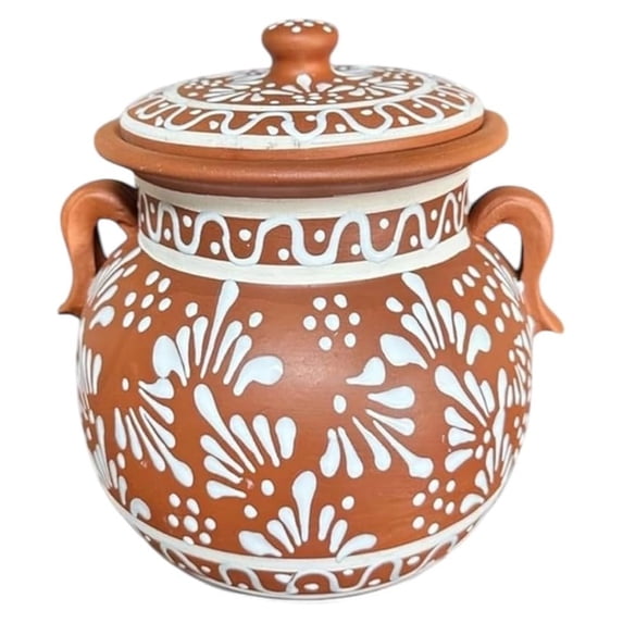Handmade Clay Bean Pot – 9x9 Inch Mexican Barro Stew Pot, Talavera ...