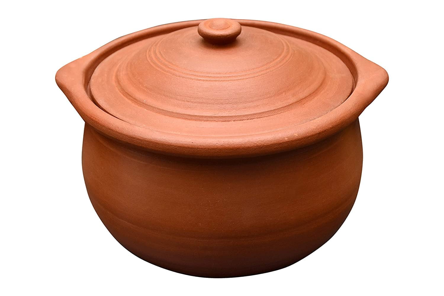 Handmade Clay Earthen Kadai Pot With Lid For Cooking & Serving - Brown ...