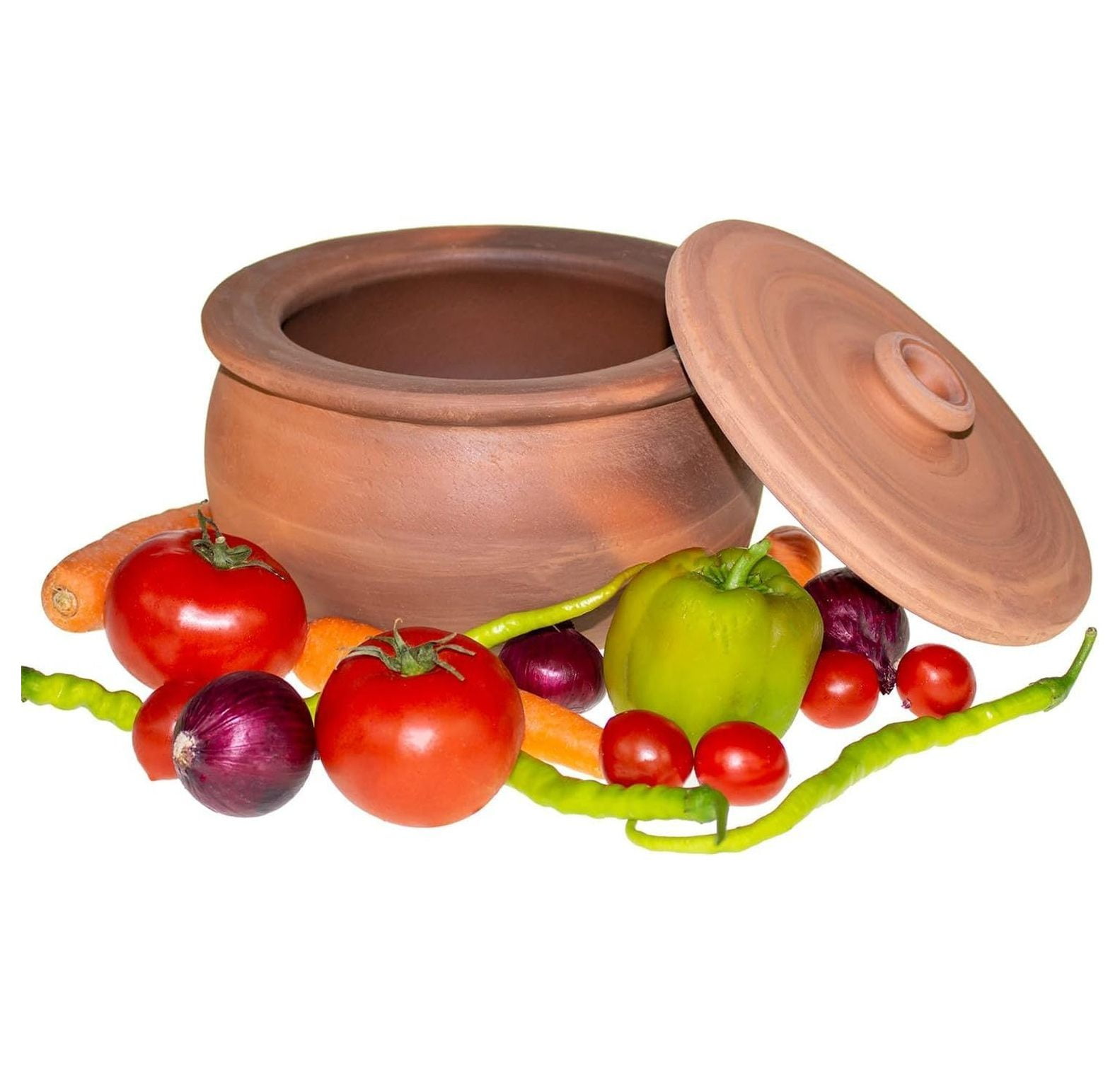 Handmade Clay Pot with Lid, 7.5 Quarts Traditional Unglazed Terracotta ...