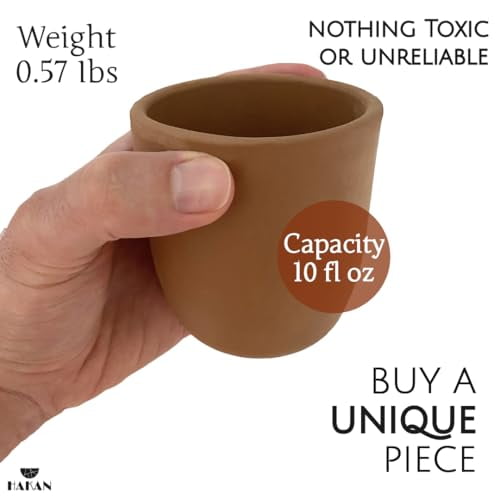 Handmade Clay Water Pitcher with 1 Clay Cup, Natural Unglazed ...