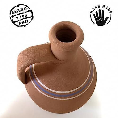 Handmade Clay Water Pitcher with 6 Clay Cups, Natural Unglazed ...