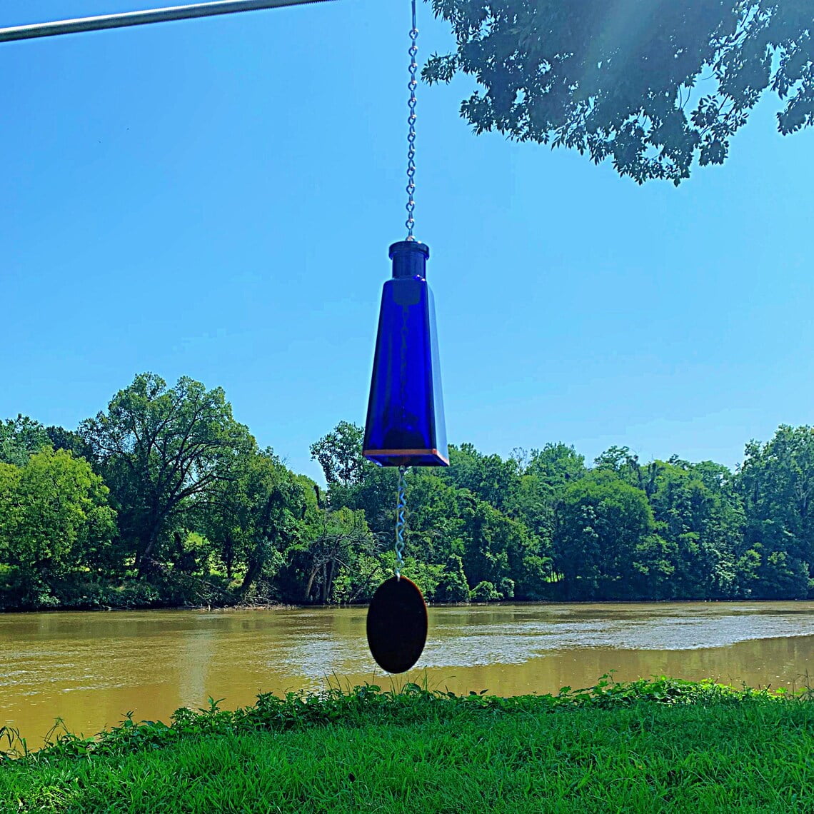 Blue Ridge Mountain Gifts, Handmade Cobalt Blue Glass Wind Chimes ...