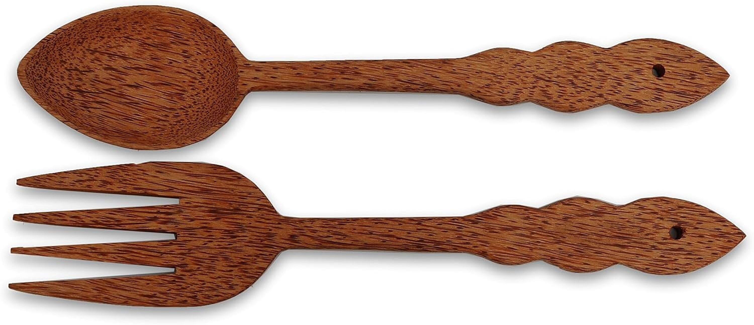 Handmade Coconut Wood Giant Fork & Spoon Set Wall Kitchen Home Décor ...