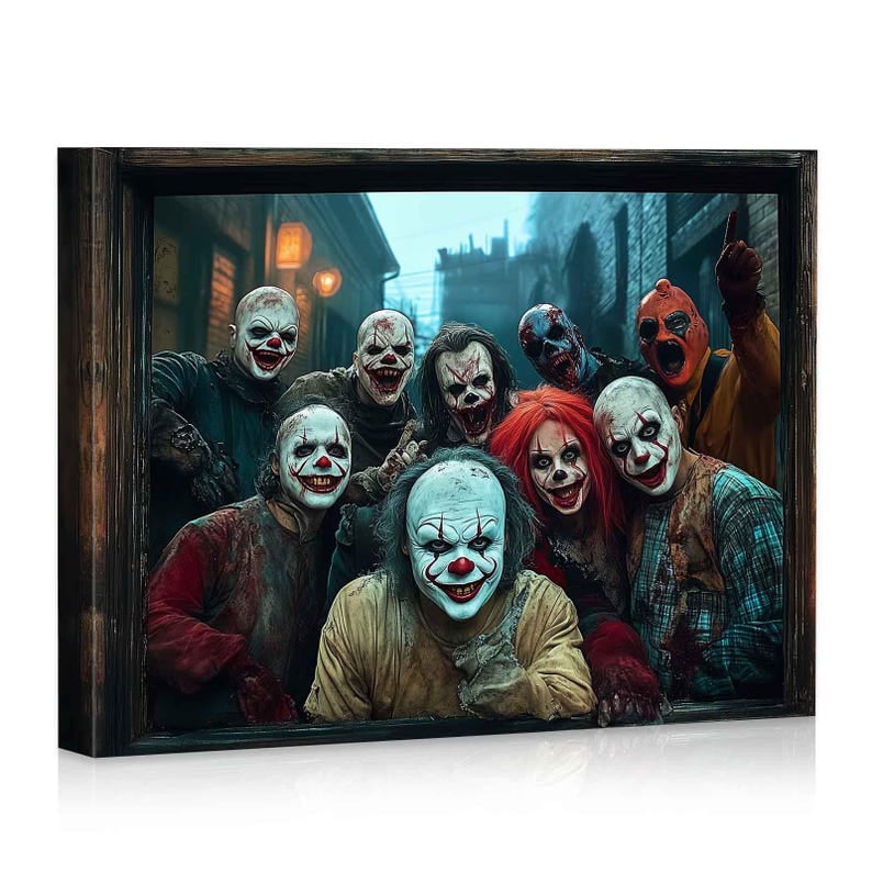 Handmade Creepy Clown & Scary Nun Canvas – Horror Halloween Wall Art ...