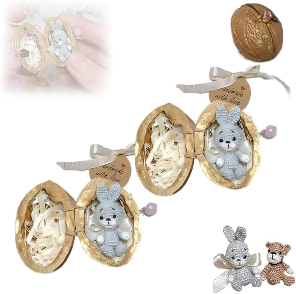 Handmade Crochet Animal in Walnut Shell, Emotional Support Crochet ...