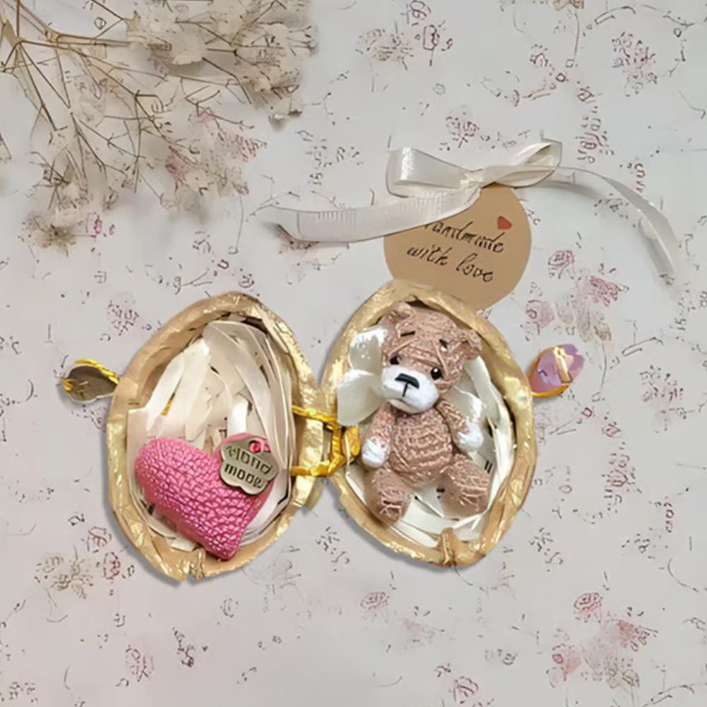 Handmade Crochet Animal in Walnut Shell,Mini Crochet Bunny and Bear ...
