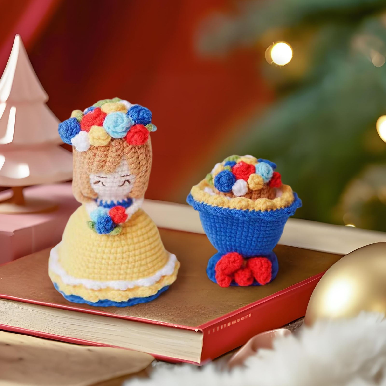 Handmade Crochet Bouquet Bridal Doll DIY Kit | Handwoven Bride Dress-Up ...