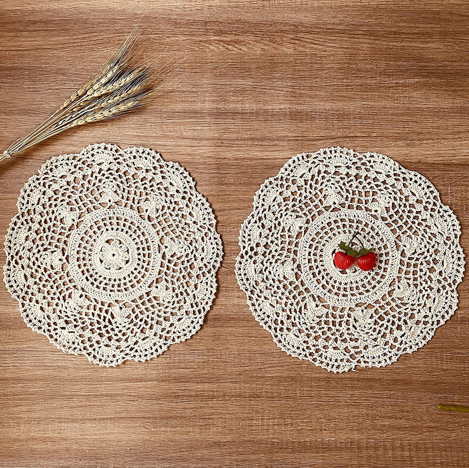Handmade Crochet Cotton Lace Doilies (2 Pack), 12Inch Round Table ...