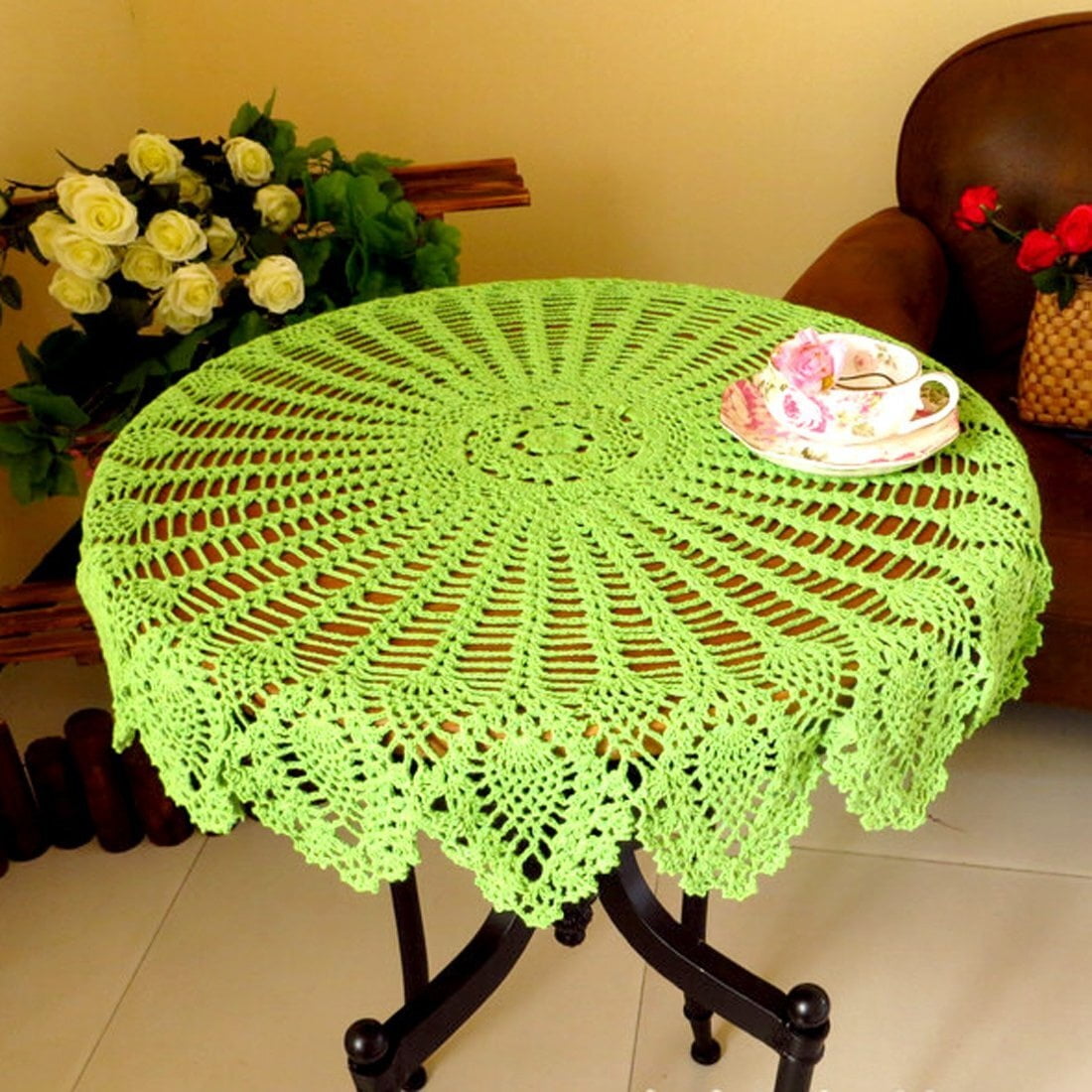 Handmade Crochet Cotton Lace Table Sofa Doily Hollow Out Tablecloth ...